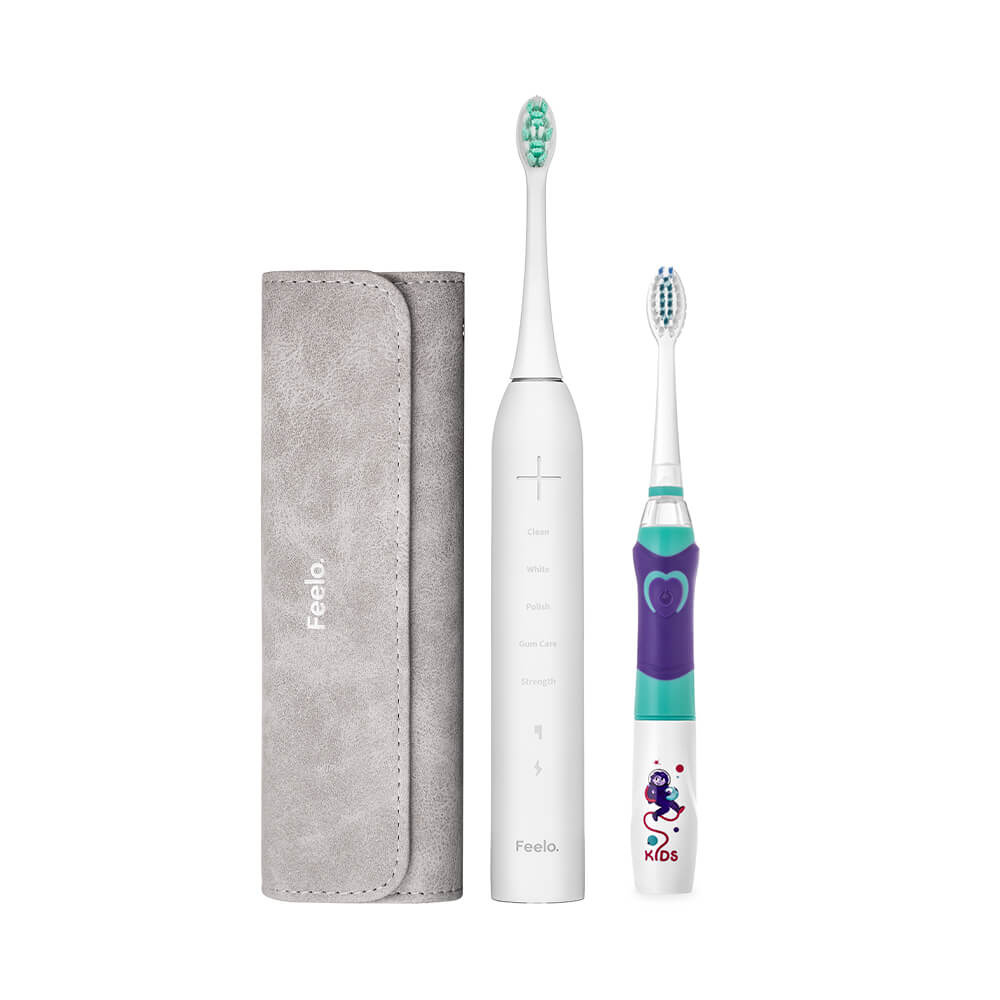 Zestaw Szczoteczka soniczna Feelo PRO Premium biała i szczoteczka ...